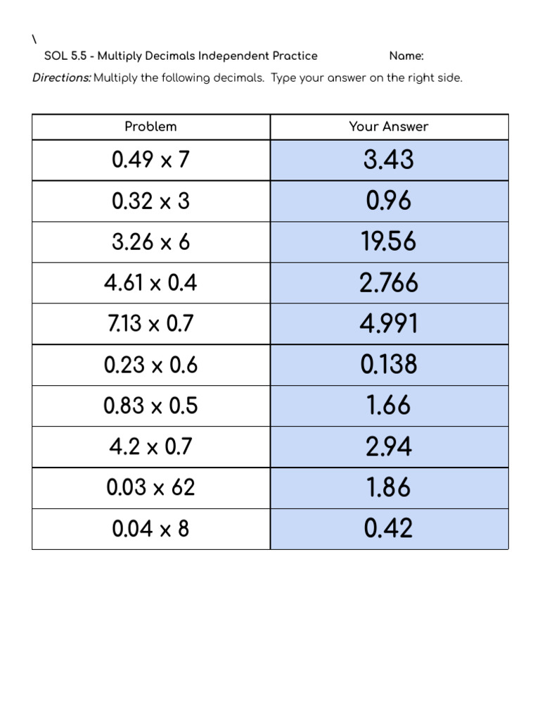Norbin Figueroa Diaz - [Template] SOL 5.5_ L19_A2 - Multiply Decimals ...