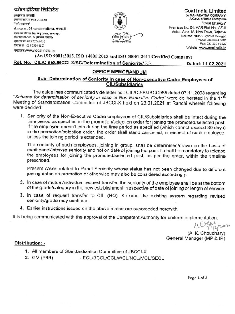 Determination of Seniority | PDF