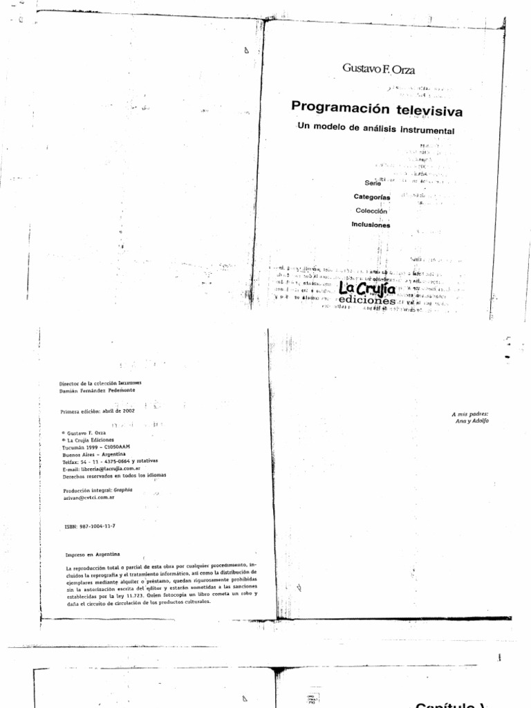 Programacion Televisiva Gustavo Orza CAP | PDF