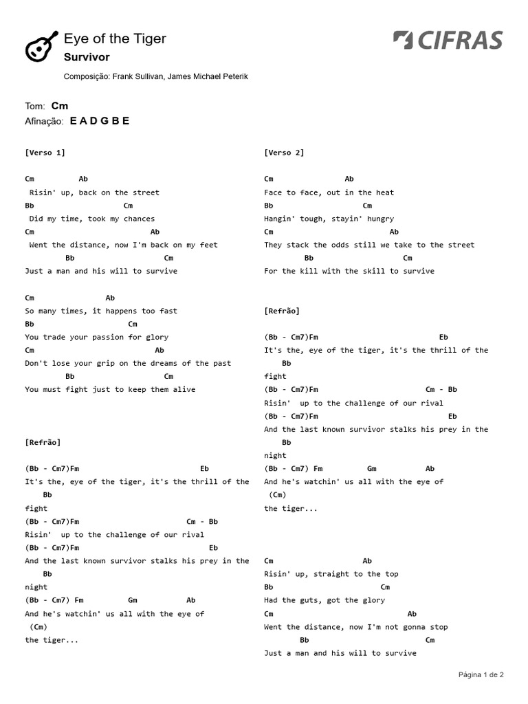 Eye Of The Tiger Lyrics Pdf Billboard Number One Singles Songs