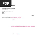Poor Workmanship Complaint Letter | PDF