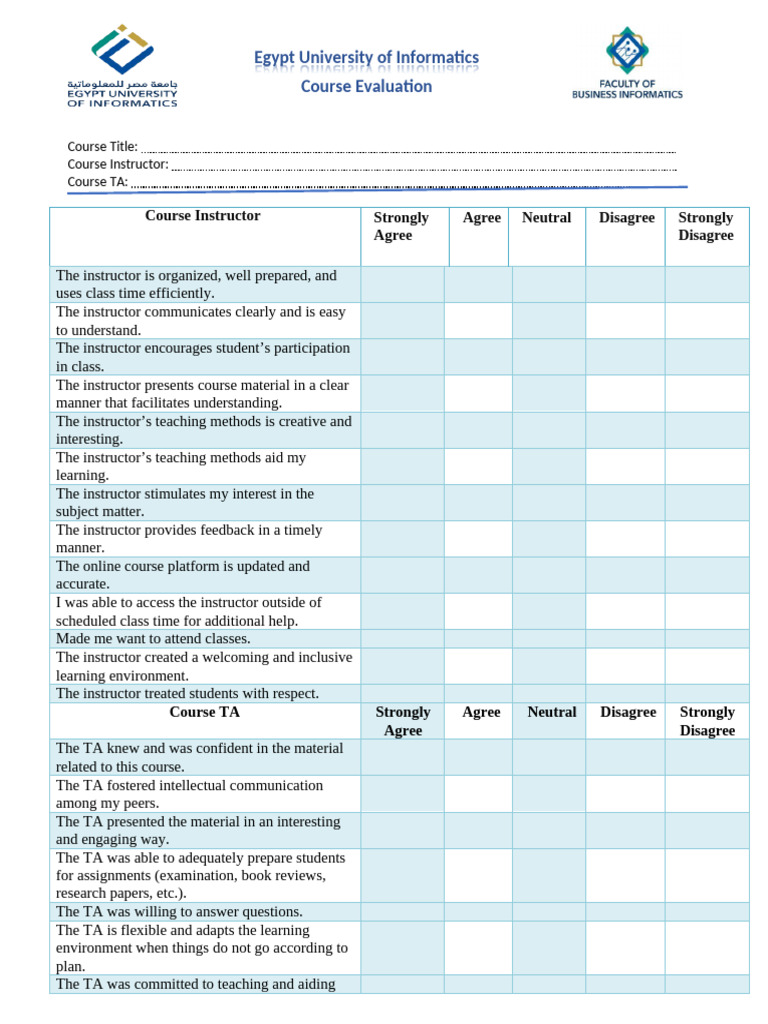 Suggested Course Evaluation | PDF | Learning | Course Evaluation