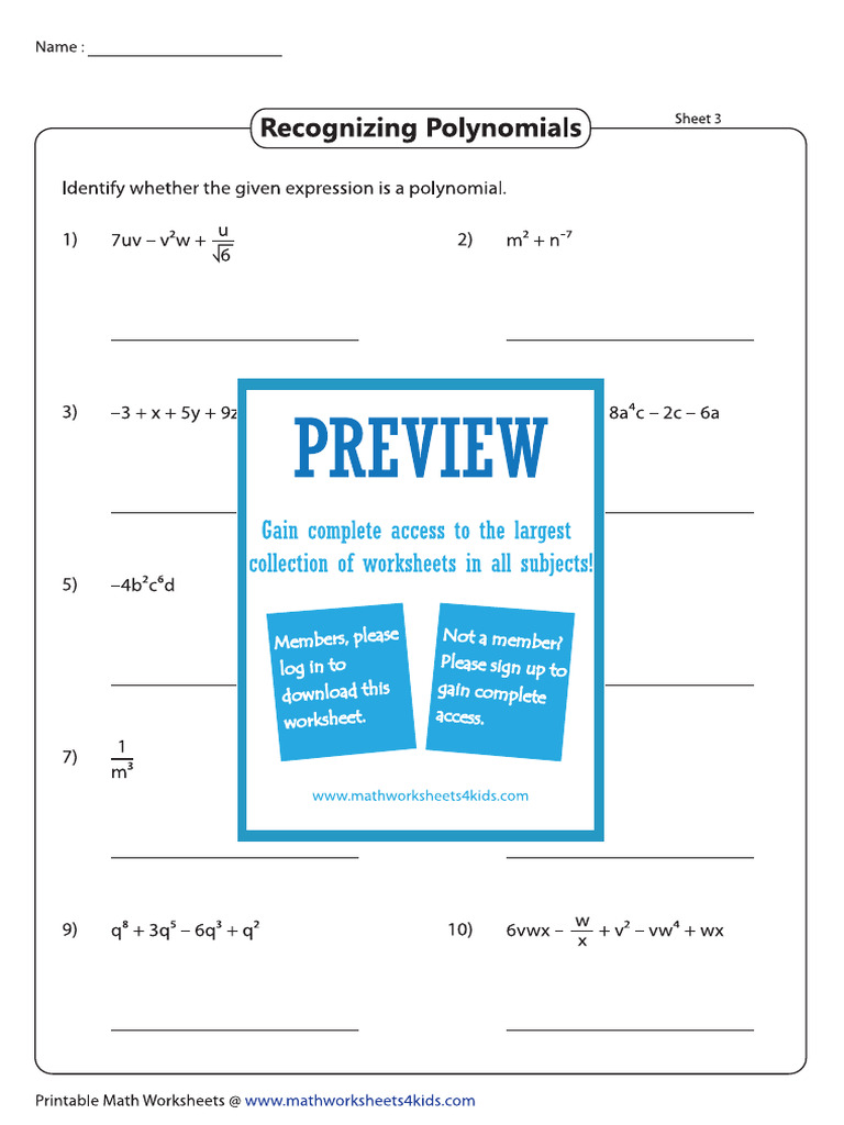 Identifying Polynomials 3 | PDF