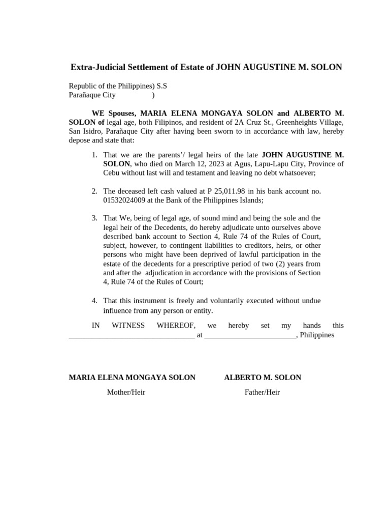 438797123-Affidavit-of-Self-Adjudication-Bank Solon | PDF | Common Law | Civil Law (Common Law)