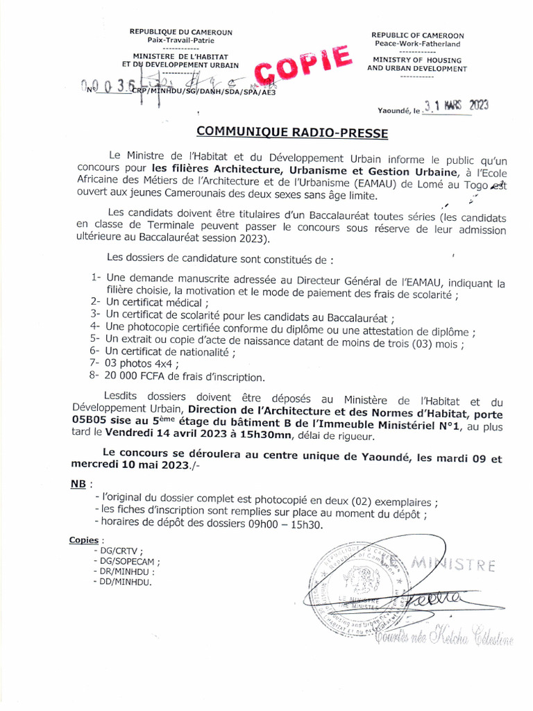 Communique EAMAU 2023 | PDF
