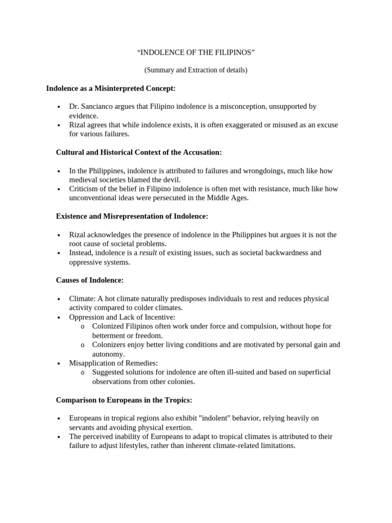 Misconceptions of Filipino Indolence | PDF | Philippines | Colonialism