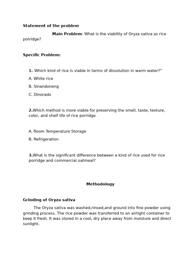 Of The Problem and Methodology Regodon | PDF | Rice | Water
