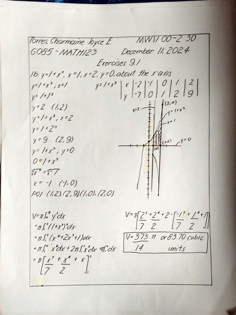Integ Calc 9.1 Assignment | PDF