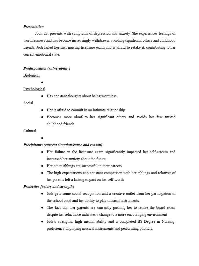 Case Conceptualization - Simulation | PDF | Self Esteem | Anxiety