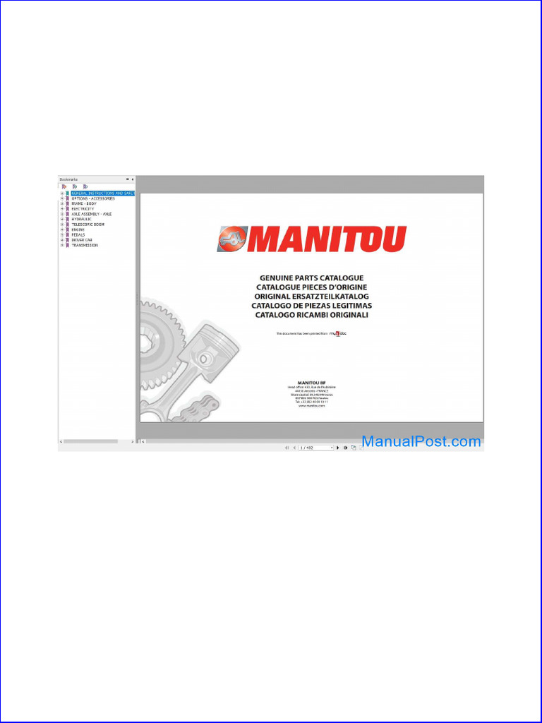 Manitou MT 930 CP CPT 10 10 Ultra Genuine Parts Catalogue | PDF | Project Gutenberg | Indemnity