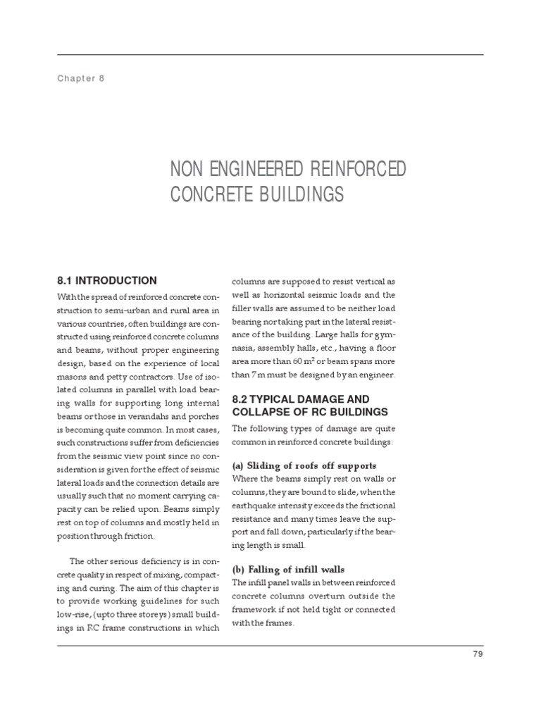 Non Engineered Reinforced Concrete Building | PDF | Column | Concrete