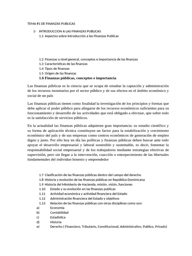 Tema #1 Finanzas Publicas | PDF
