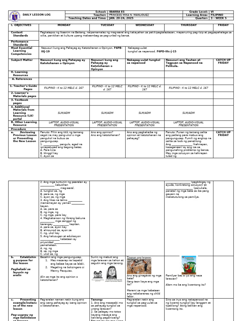 FIL6 WEEK 5-Q3 | PDF