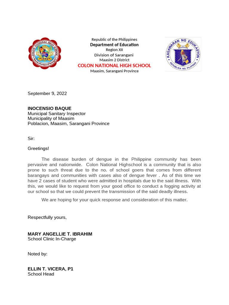Fogging Request for Dengue Prevention | PDF