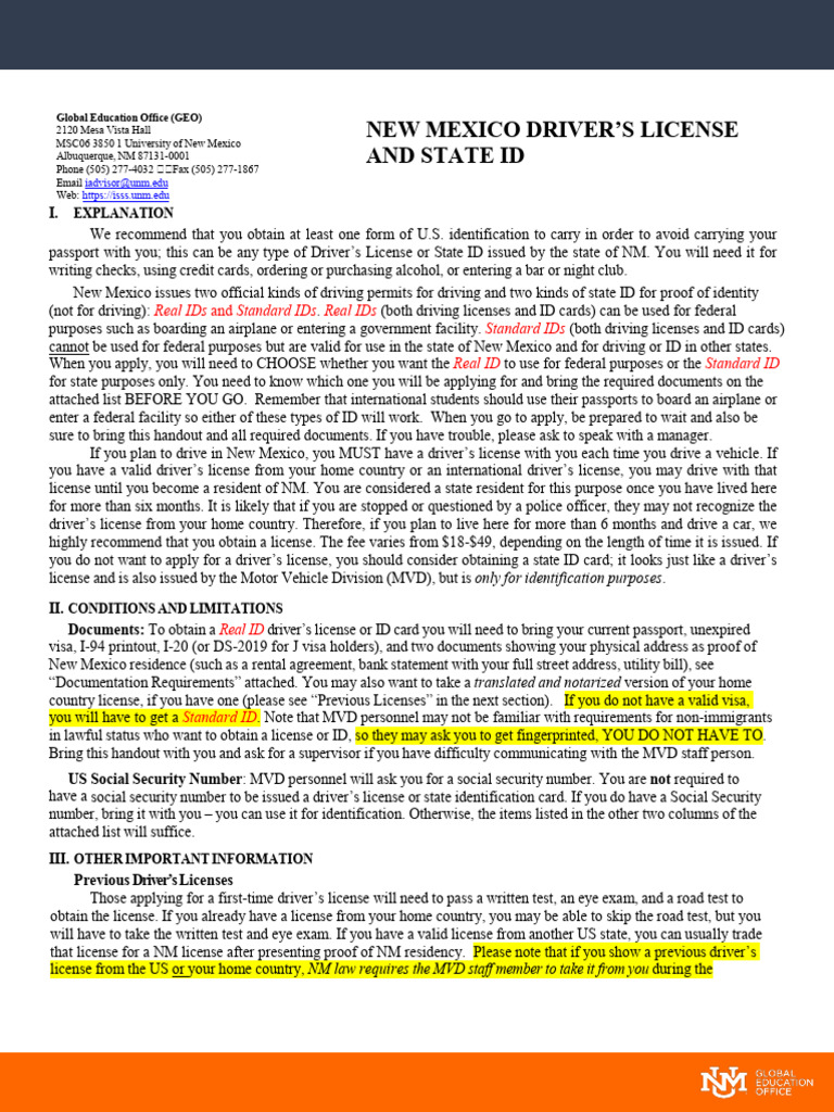 New Mexicos Drivers License and Photo Id | PDF | Identity Document ...