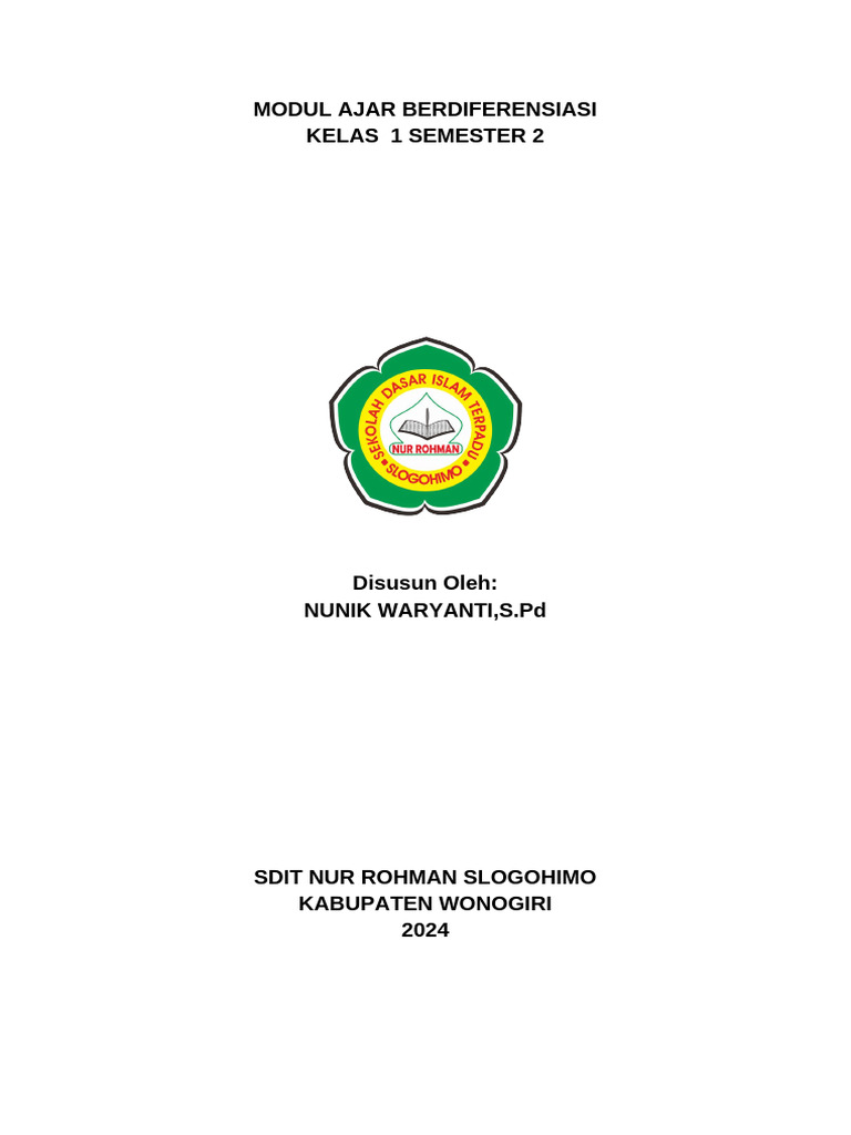 Modul Ajar Berdiferensiasi Kelas 1 | PDF