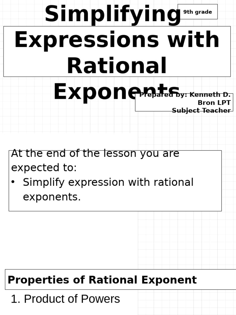 Simplifying Expressions With Rational Exponents | PDF | Elementary ...