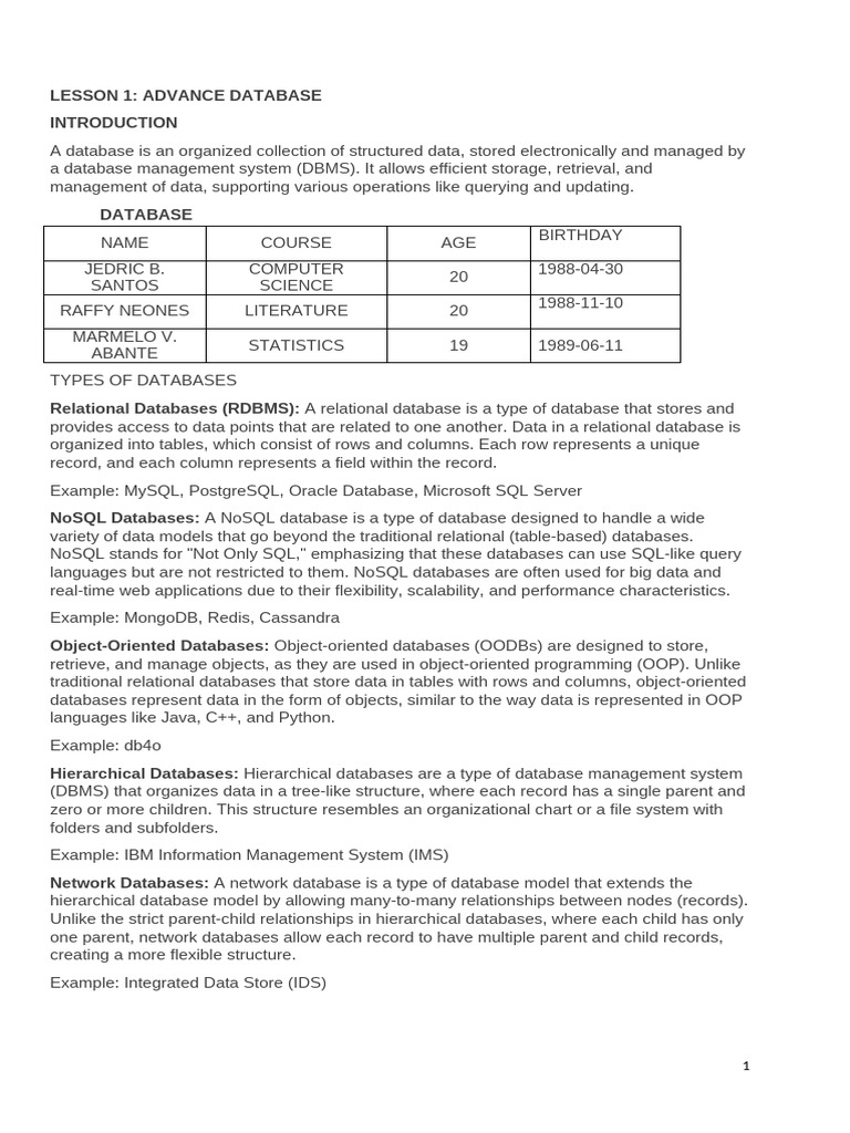 102-COPIES-ADV-LESSON-1 | PDF | Databases | Relational Database
