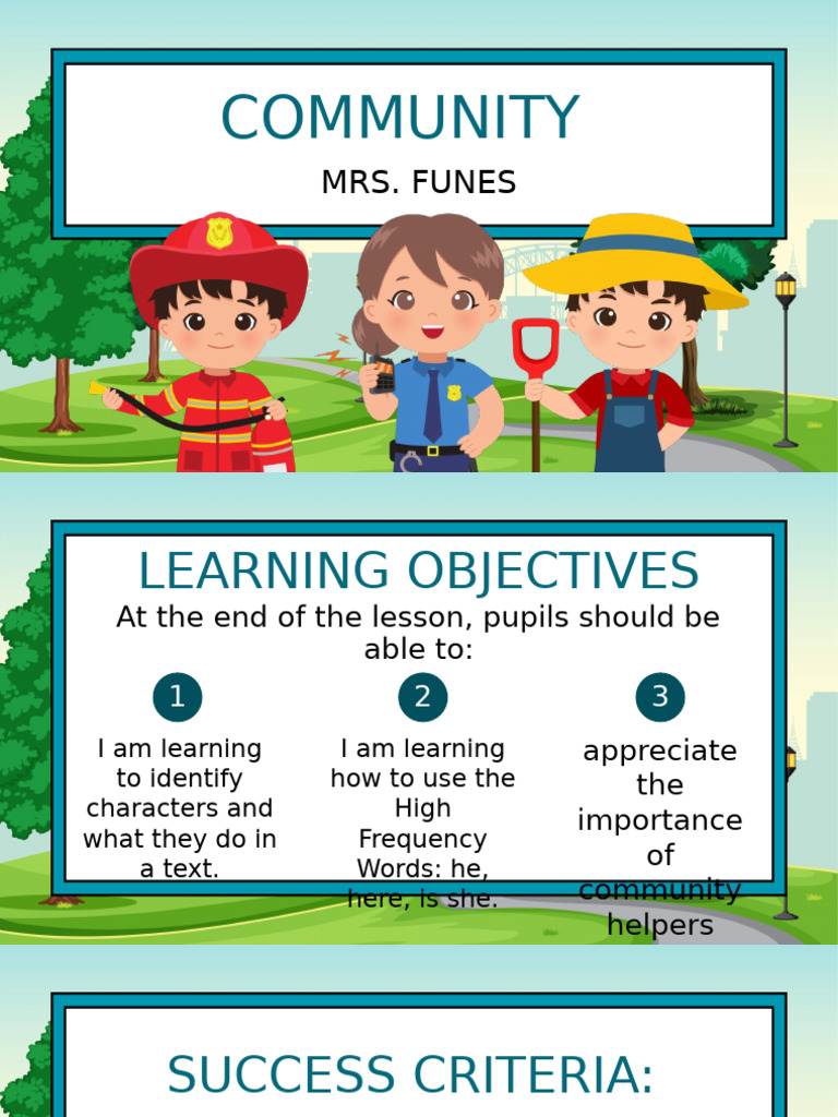 Community Helpers Learning Objectives | PDF