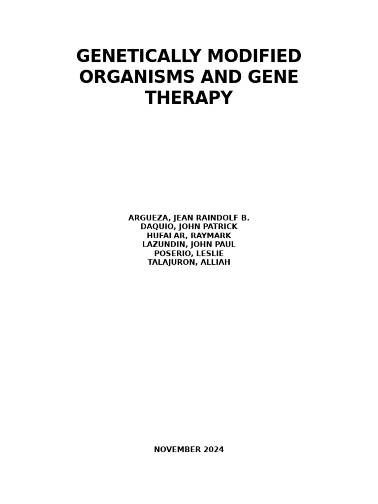 Genetically Modified Organisms and Gene Therapy | PDF | Genetically Modified Organism | Genetic ...