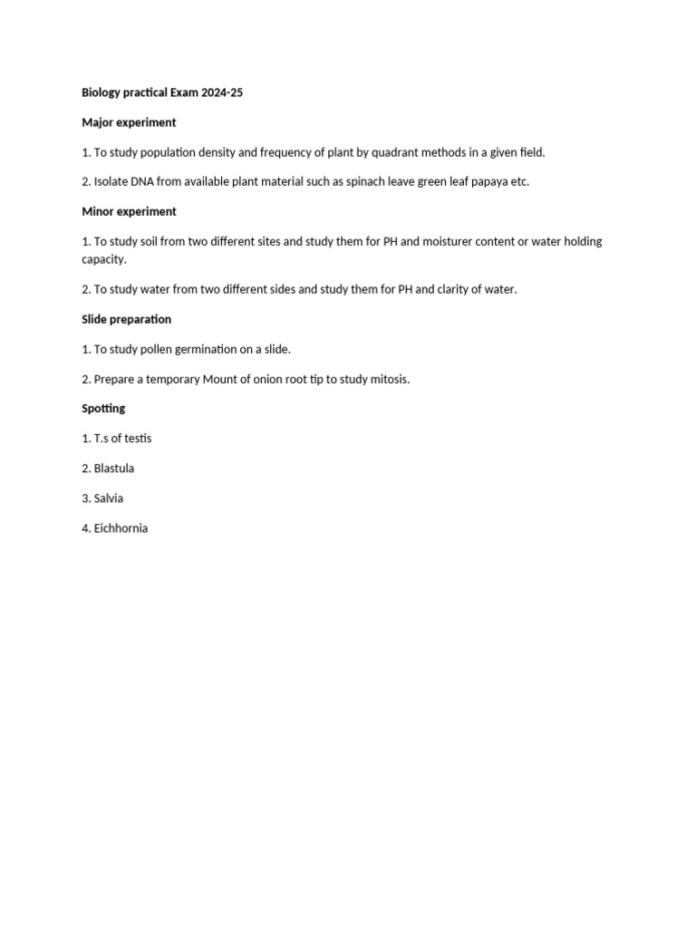 Biology Practical Exams2025 (1) | PDF