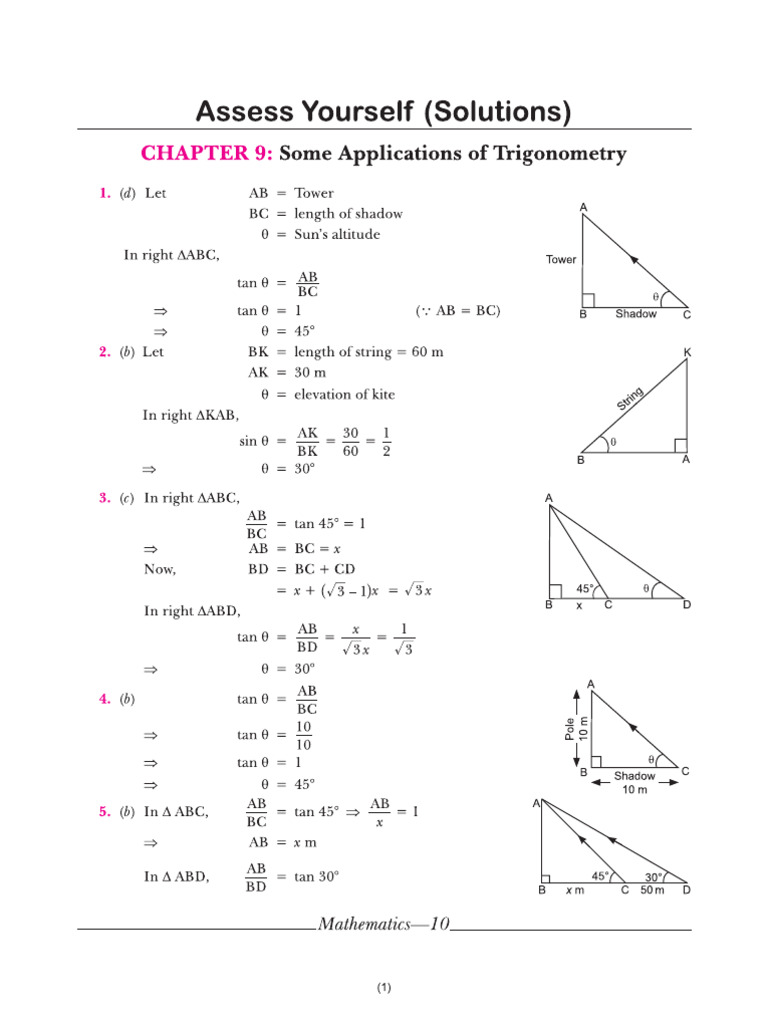 Cbse Cl10 Together With Maths Standard Solutions To Assess Yourself CH ...