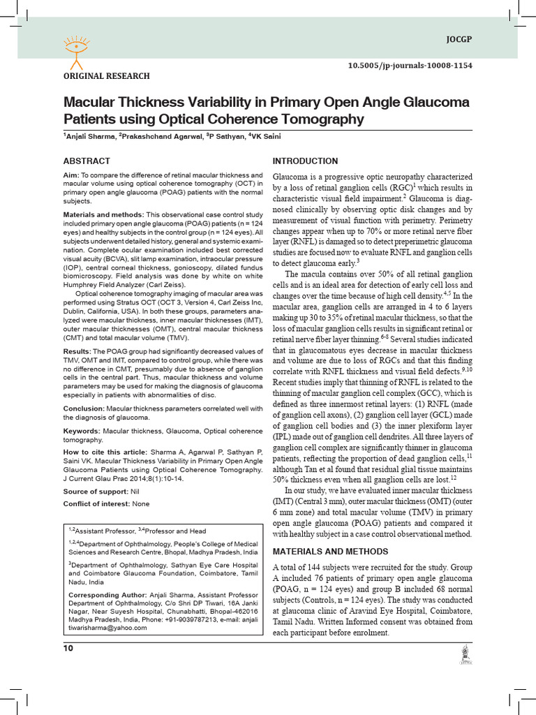 1 - Macular Thickness | PDF | Glaucoma | Retina