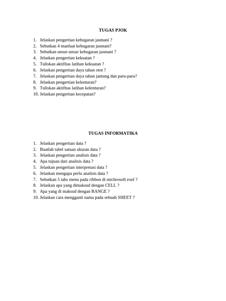 TUGAS PJOK | PDF