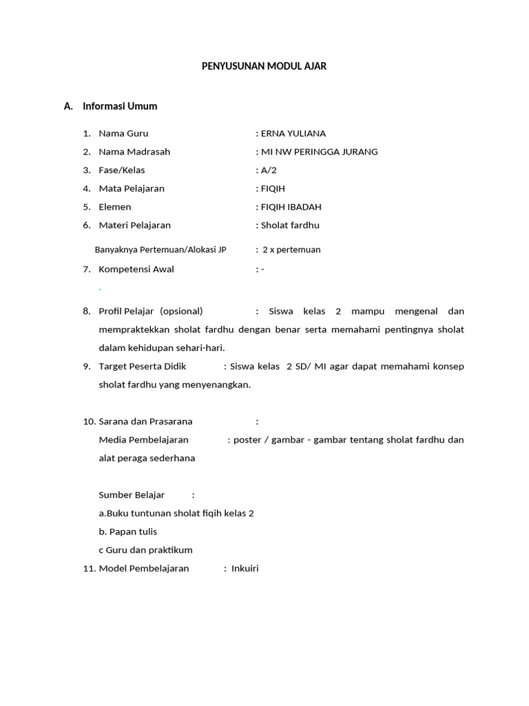 Format Modul Ajar | PDF