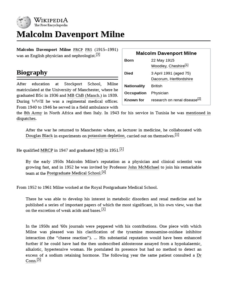 Malcolm_Davenport_Milne | PDF | Clinical Medicine | Medical Specialties