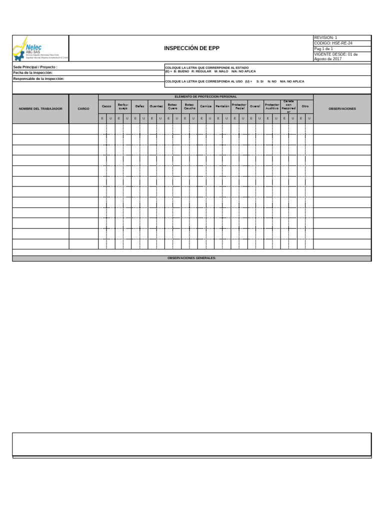 Inspección y Entrega de EPP | PDF