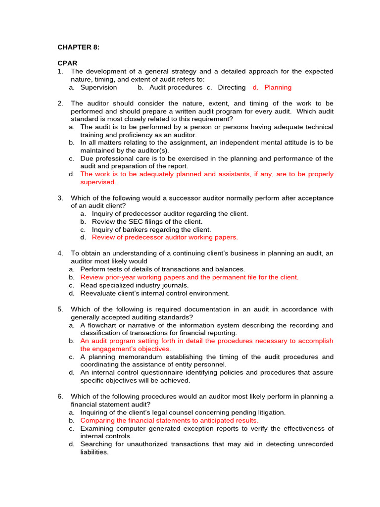 Chapter 4 Audit Planning | PDF | Going Concern | Audit