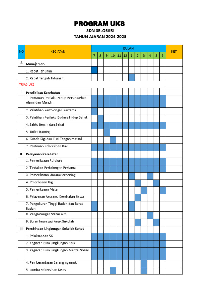 PROGRAM UKS 2024-2025 - Sheet1 | PDF