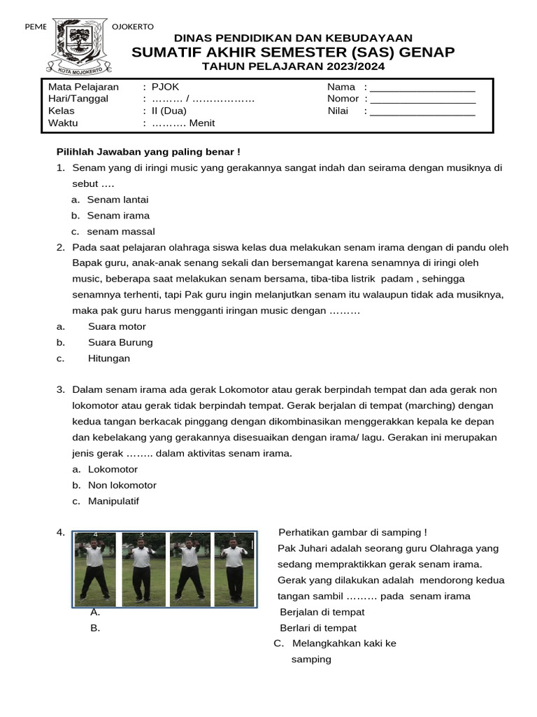 SAS PJOK Kelas 2 Semester Genap 2023-2024 | PDF