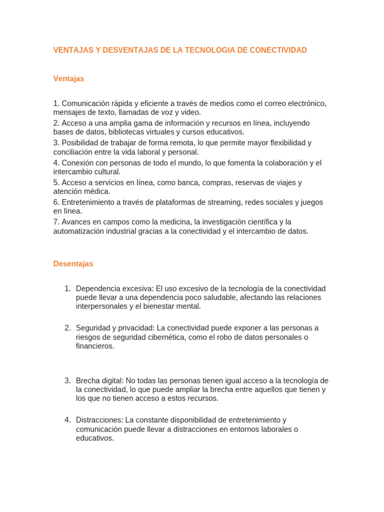 Ventajas y Desventajas de la Conectividad | PDF