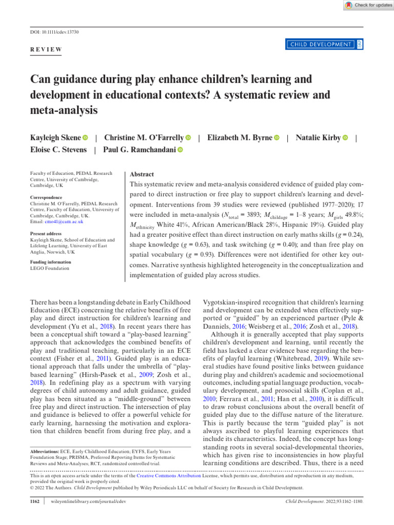 Child Development - 2022 - Skene - Can Guidance During Play Enhance ...