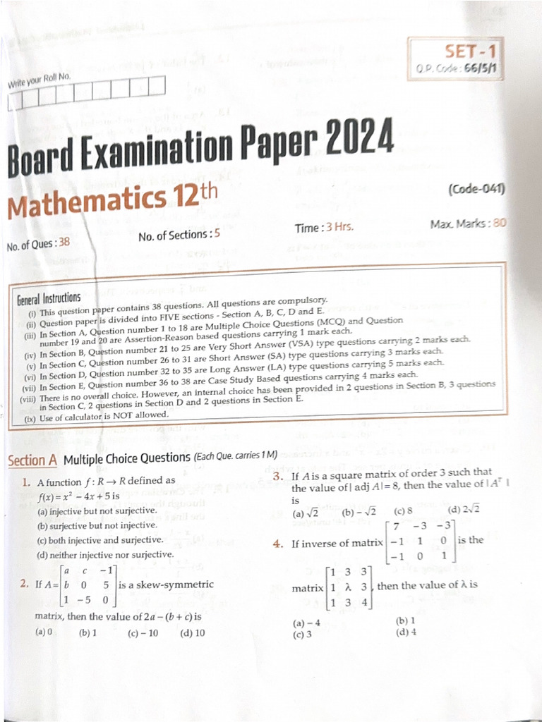CBSE Board Sample Paper Maths | PDF