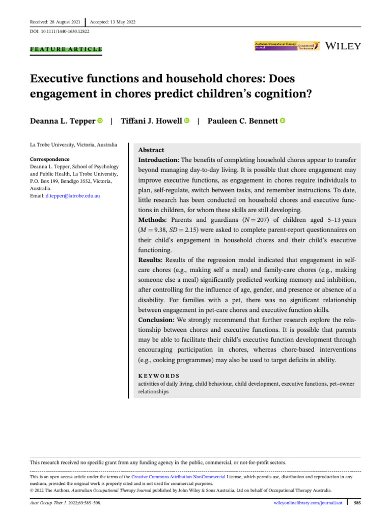 Chores and Children's Executive Functions | PDF | Effect Size ...