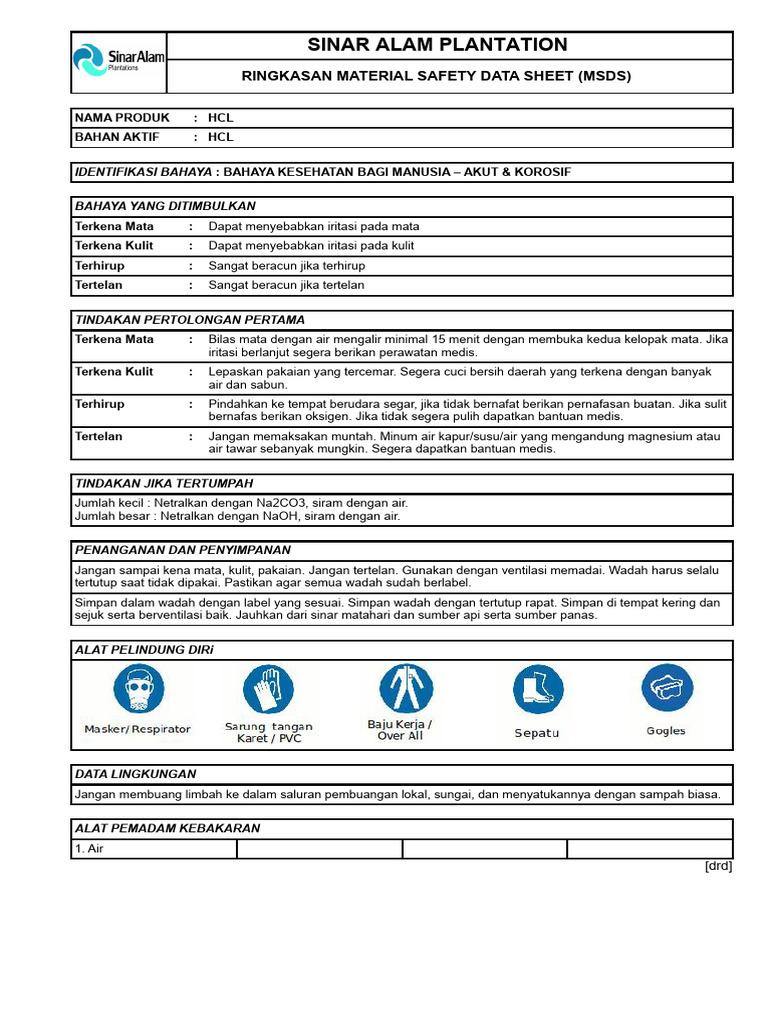 Bahaya dan Penanganan HCL | PDF