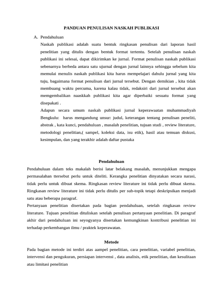 Panduan Penulisan Naskah Publikasi Umb (1) | PDF