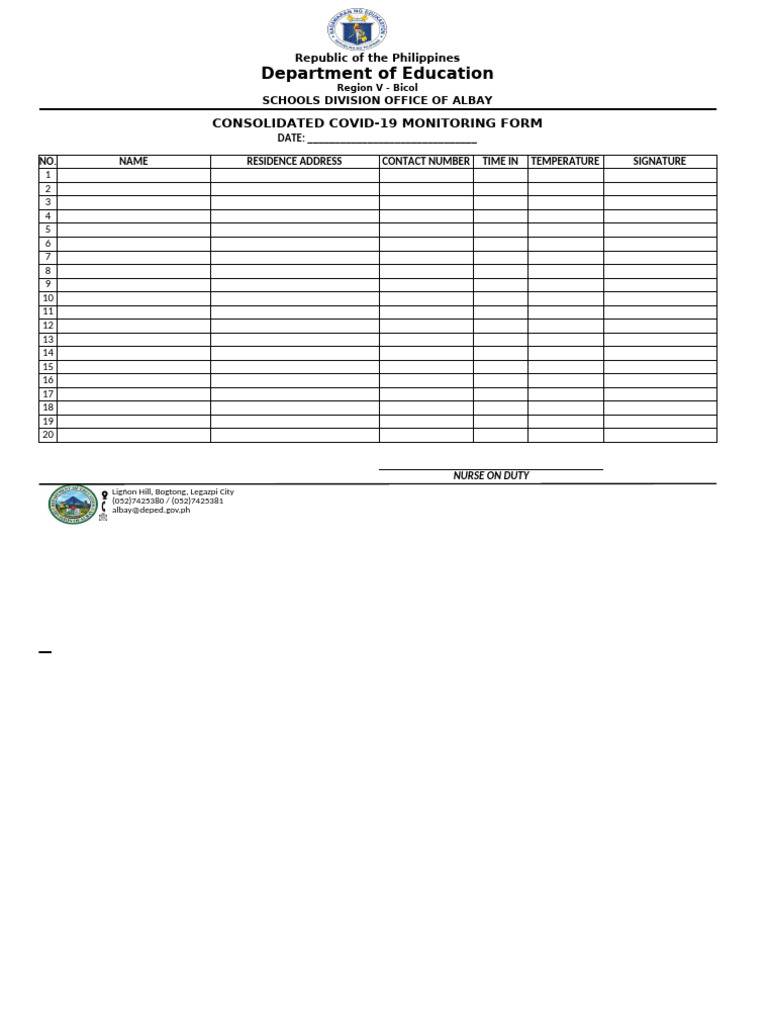 COVID-19 Health Monitoring Form | PDF | Vaccines | Common Cold