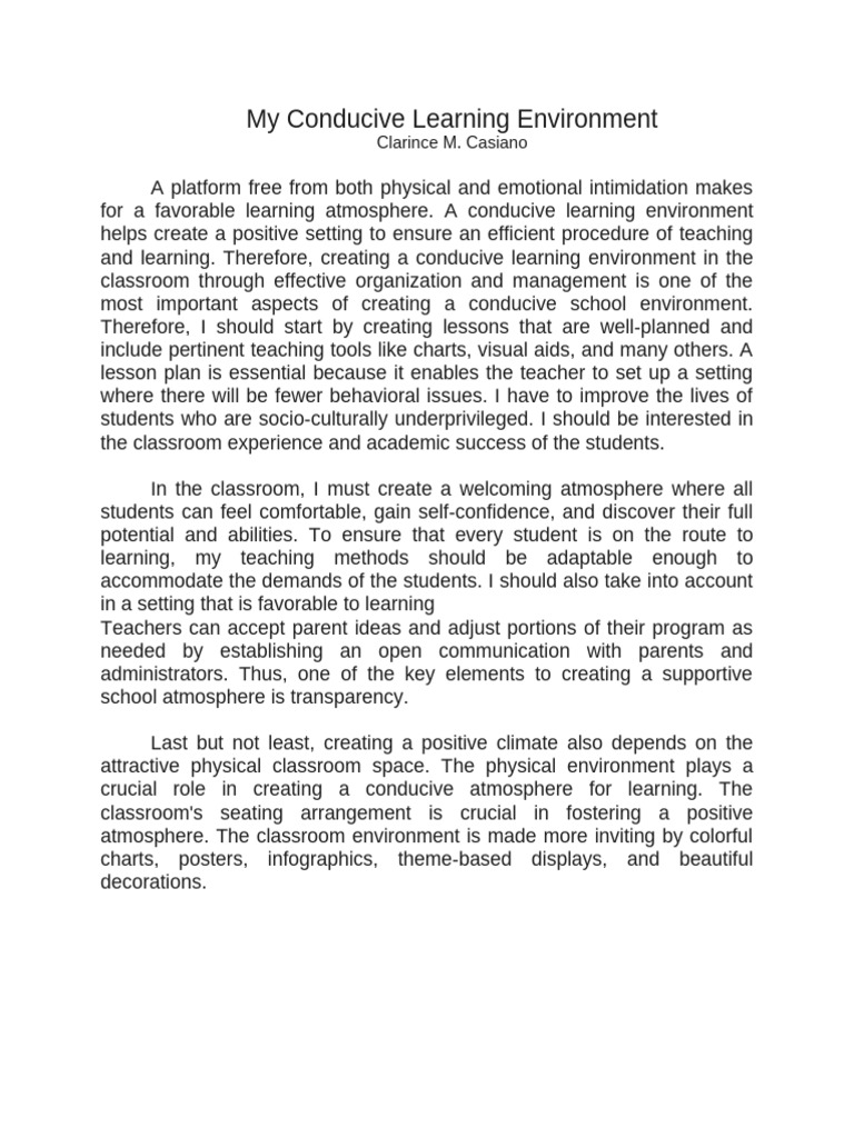 My Conducive Learning Environment | PDF