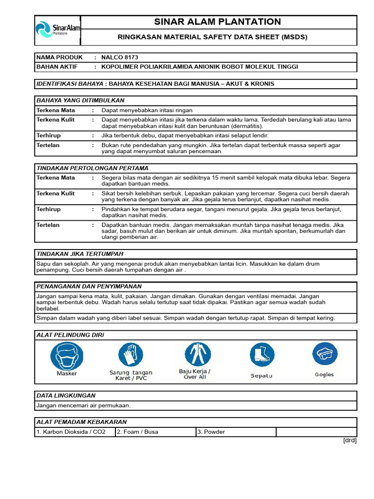 MSDS NALCO 8173: Bahaya dan Penanganan | PDF