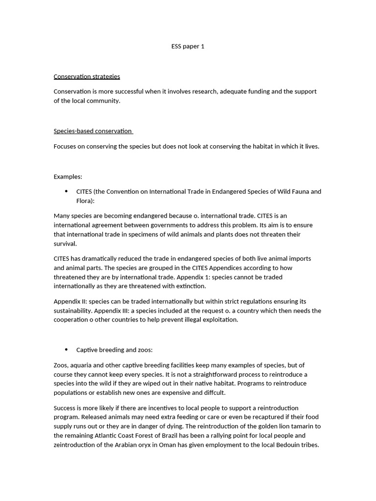 ESS Paper 1 | PDF | Cites | Conservation Biology