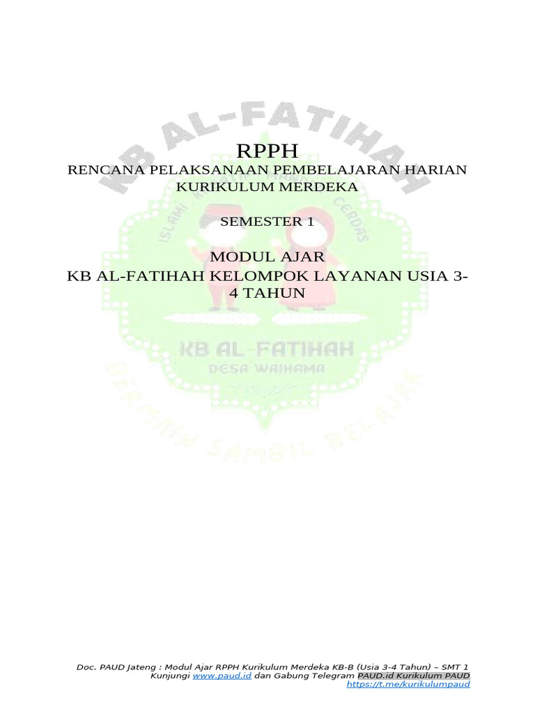 Modul_Ajar_RPPH_KB_B_3_4_Tahun_Kurikulum_Merdeka_Smt1 | PDF