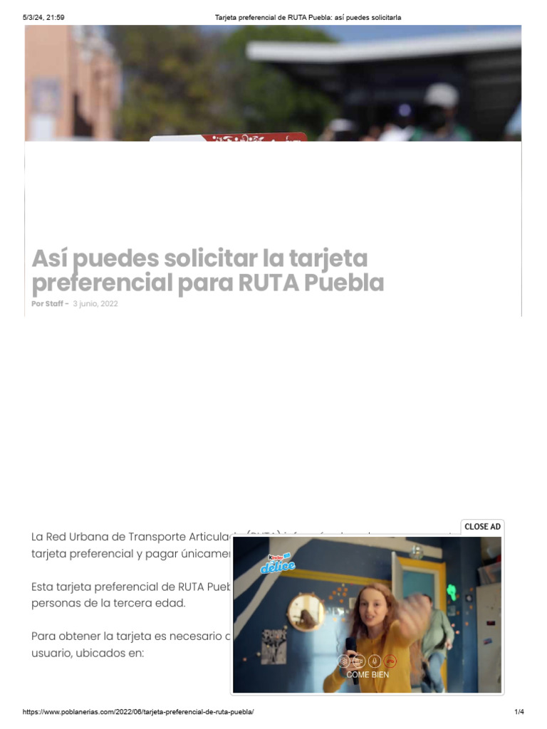Tarjeta Preferencial de RUTA Puebla - Así Puedes Solicitarla | PDF