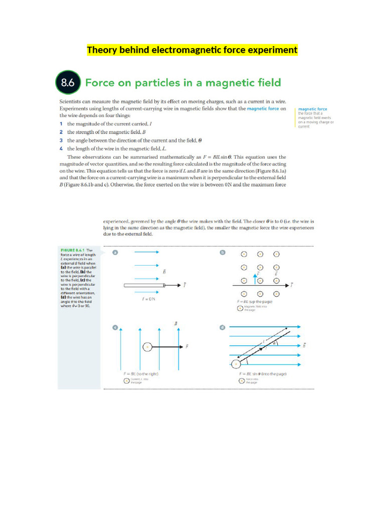 Electromagnetic Force Experiment Analysis | PDF