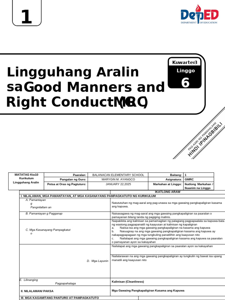 LE - GMRC 1 - Q3 - Week6 - d3 | PDF