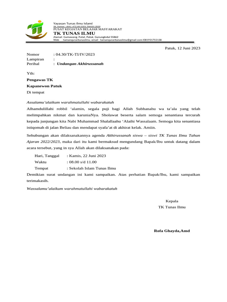 Undangan Parenting WALI SISWA | PDF