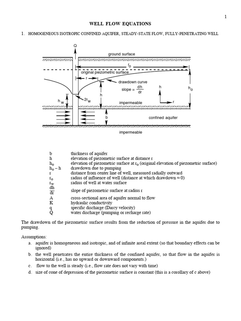 Well Flow Equations | PDF | Aquifer | Permeability (Earth Sciences)